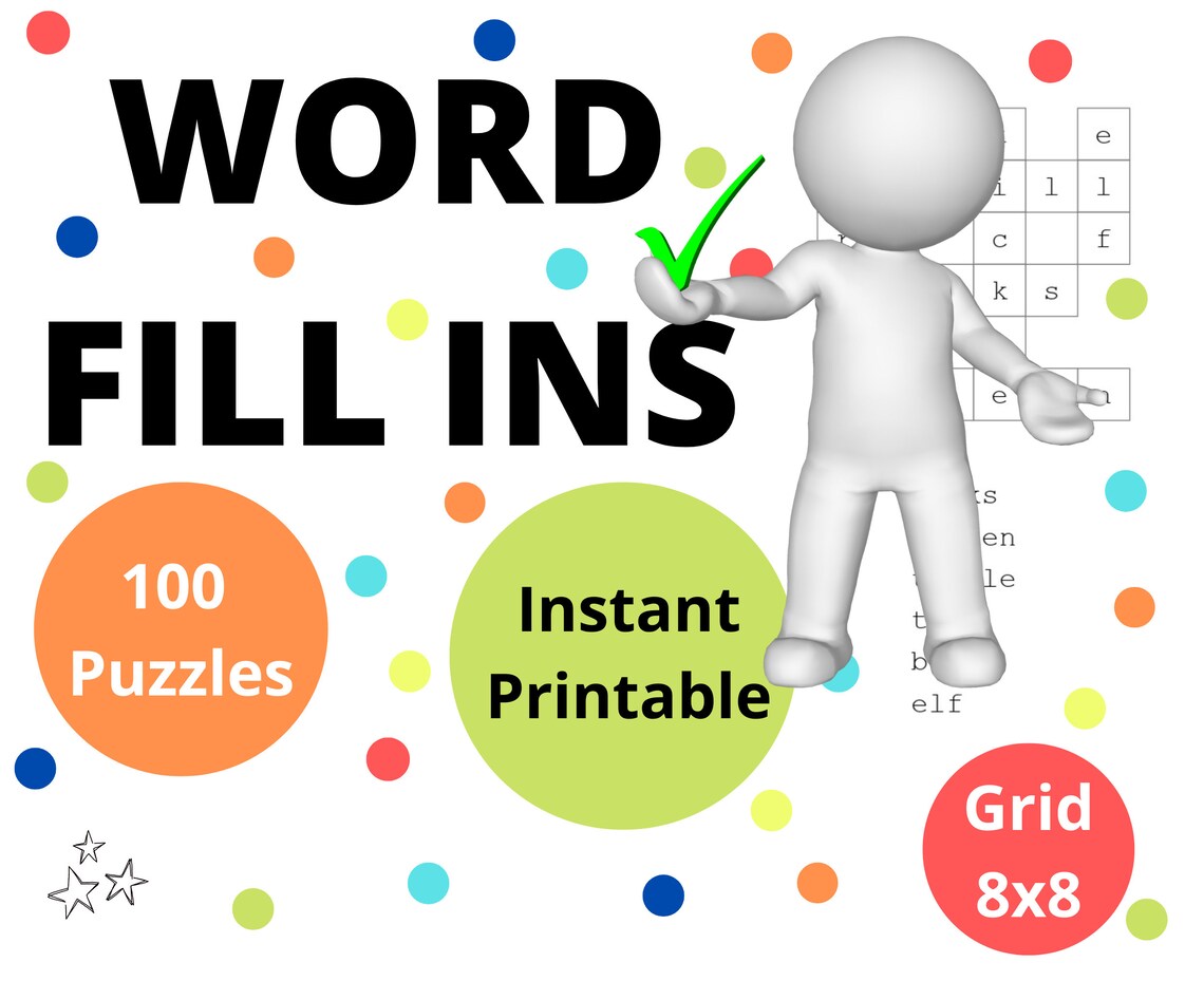 WORD FILL INS Puzzles - 100 Printable Games - Crossword Like Puzzle ...