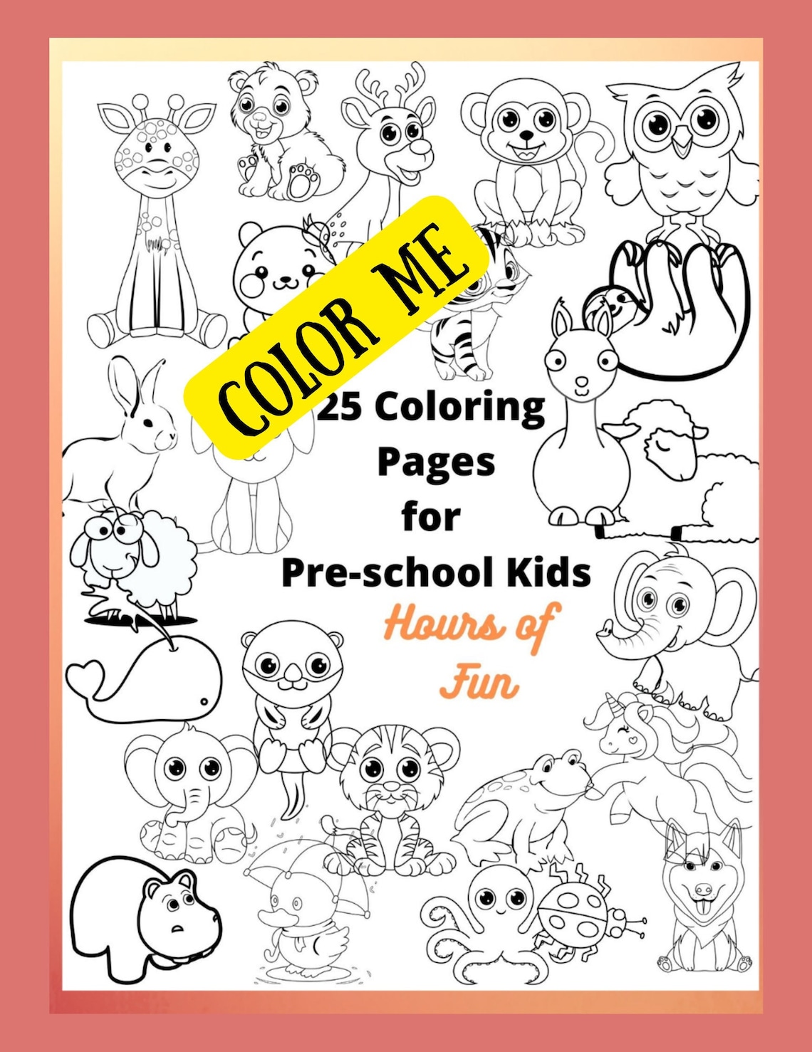 25 Coloring Pages for Preschool Kids Printable Bundle Set Prek Boy Girl ...