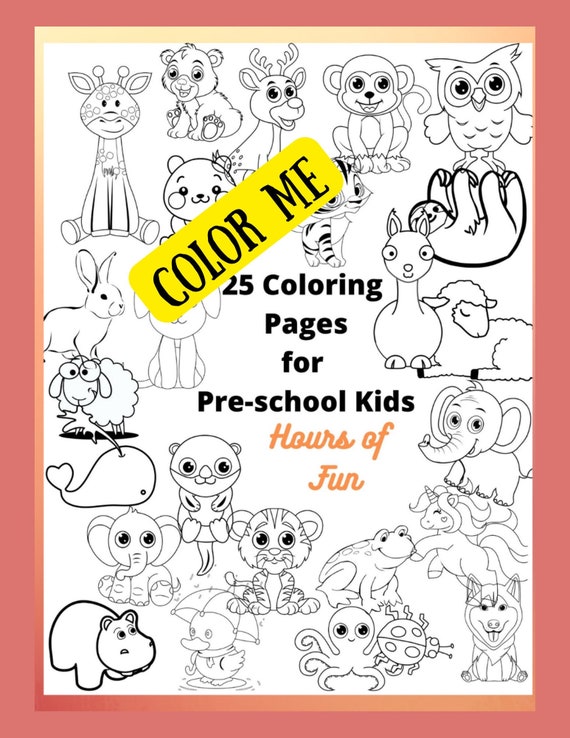 25 Coloring Pages for Preschool Kids Printable Bundle Set | Etsy