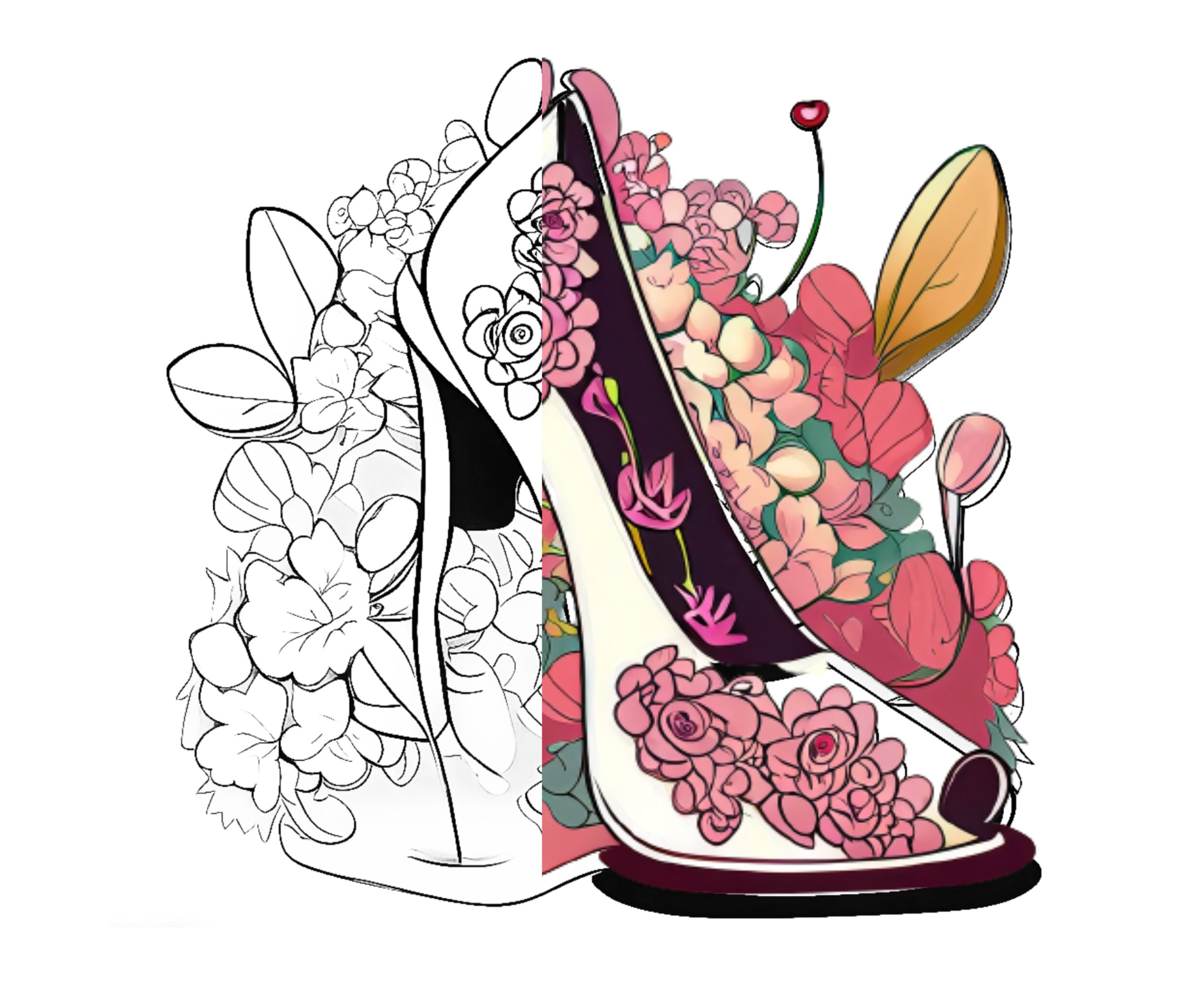30 Fashion Shoes Coloring Pages Adults and Children Too Activity Book ...