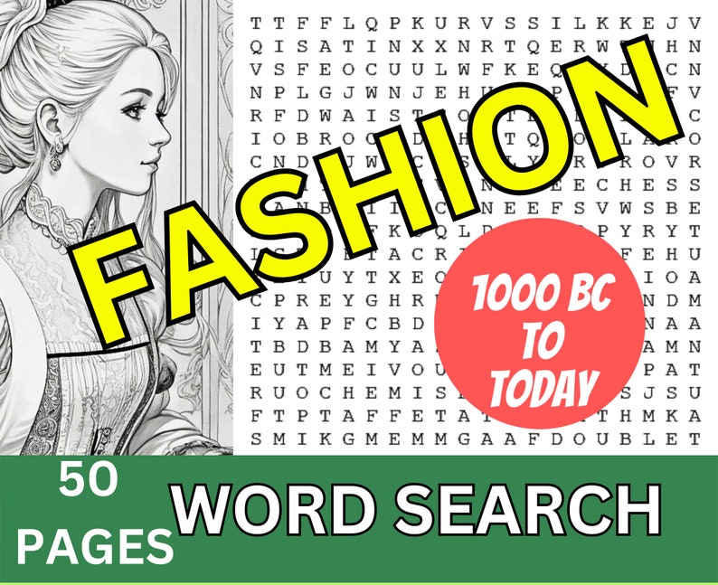 Word Search Fashion Word Search 50 Pages From 1000 BC to - Etsy