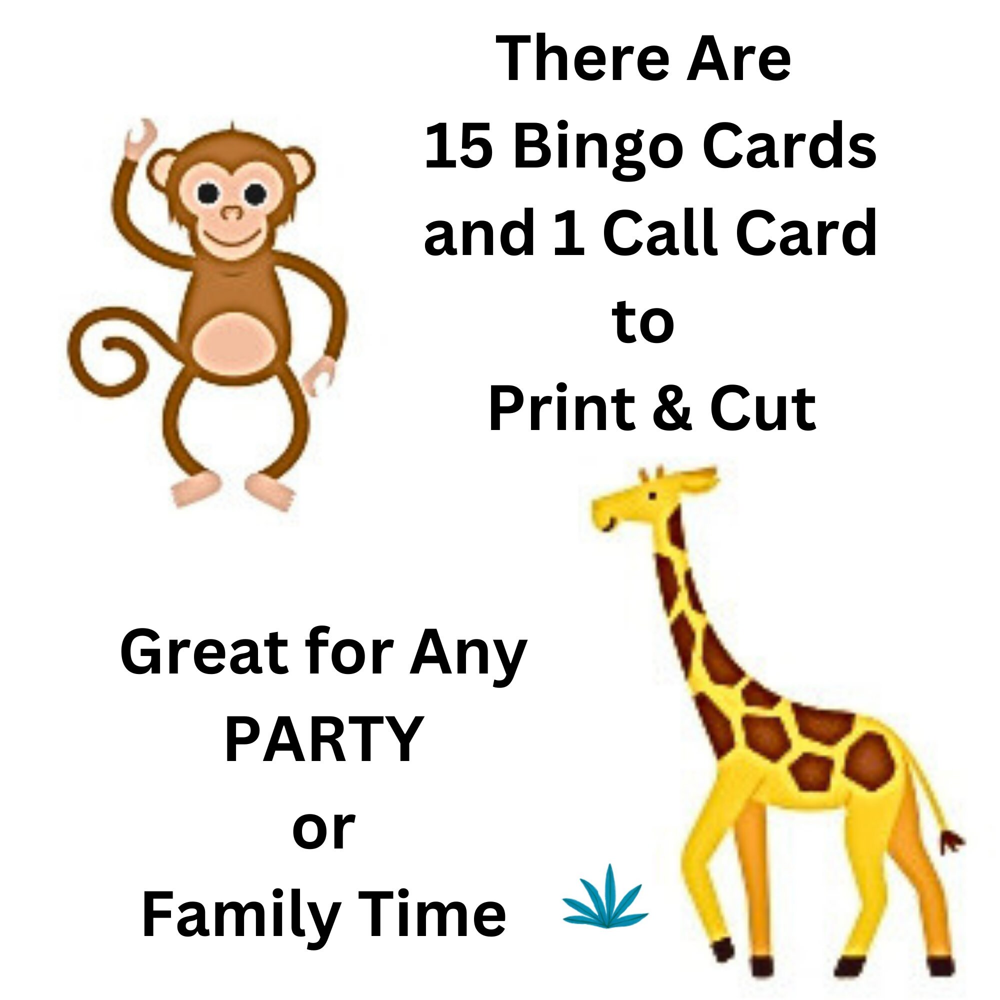 15 SAFARI Bingo Cards Animal Pictures Instead of Numbers Printable ...
