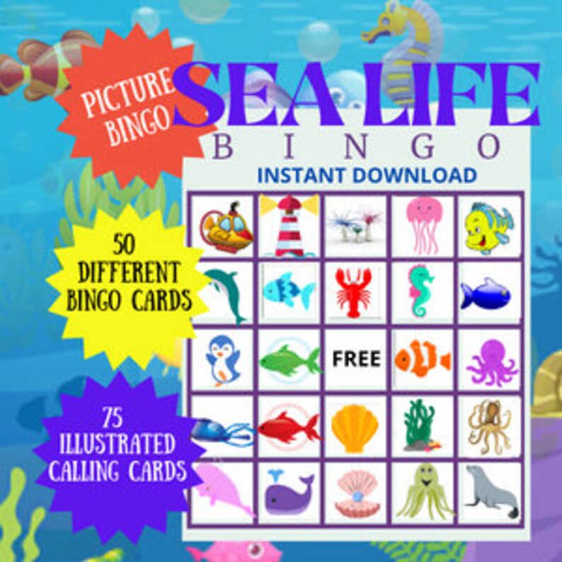 Sea Animals Bingo Cards: Kids' Printable Party Game (digital PDF) - Etsy