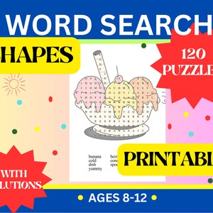 120 Word Search Puzzles SHAPE Word Search Ages 8 to 12 Printable ...