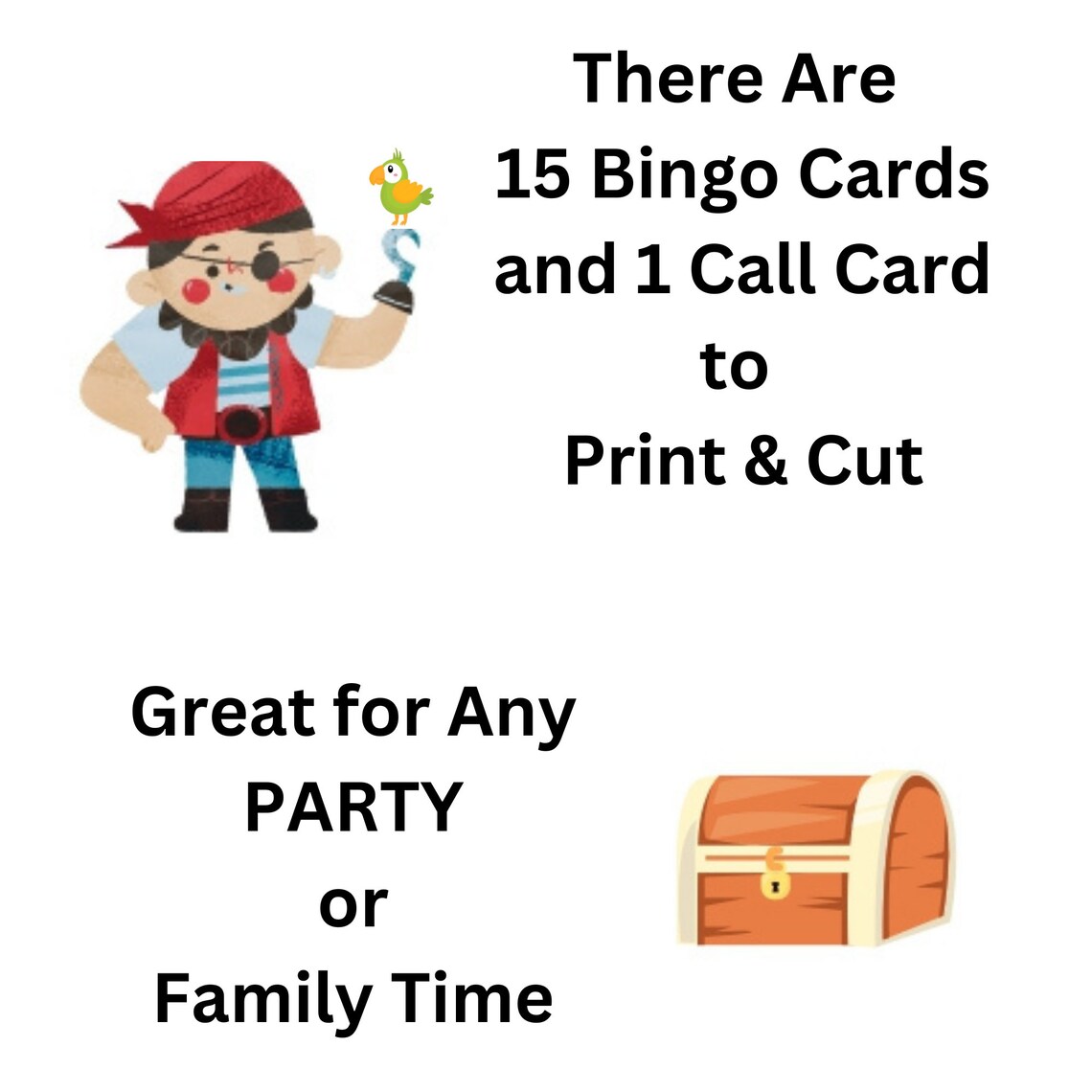 15 PIRATE Bingo Cards PIRATE Life Pictures Instead of Numbers Printable ...