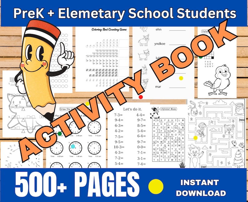 Over 500 Printable Activity Pages - Ages 5 to 8 - Activity Book for ...
