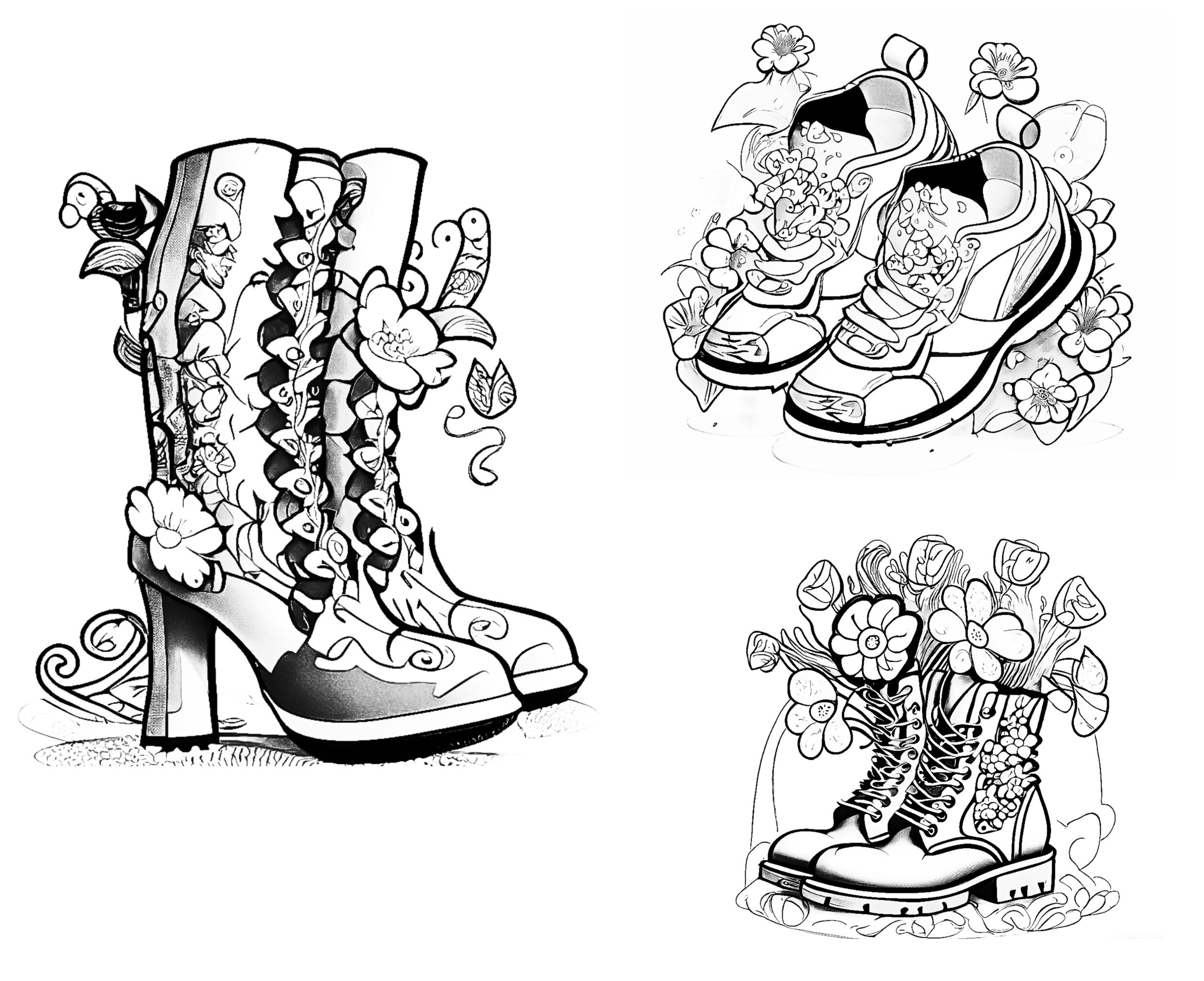 30 Fashion Shoes Coloring Pages Adults and Children Too Activity Book ...