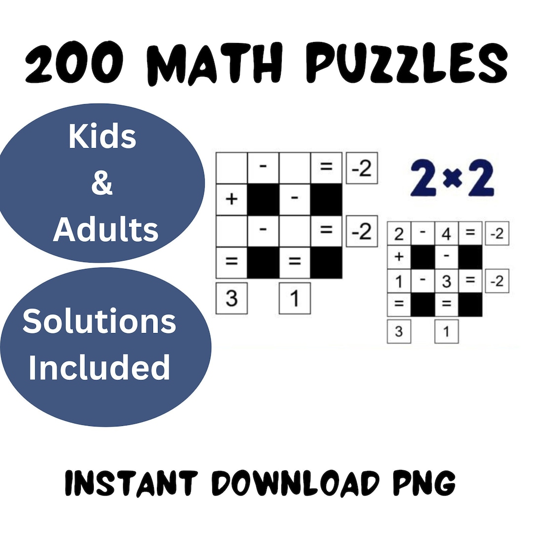 200 X Math Puzzles Matrix Equations Grid Classic Brain Teaser Logic ...