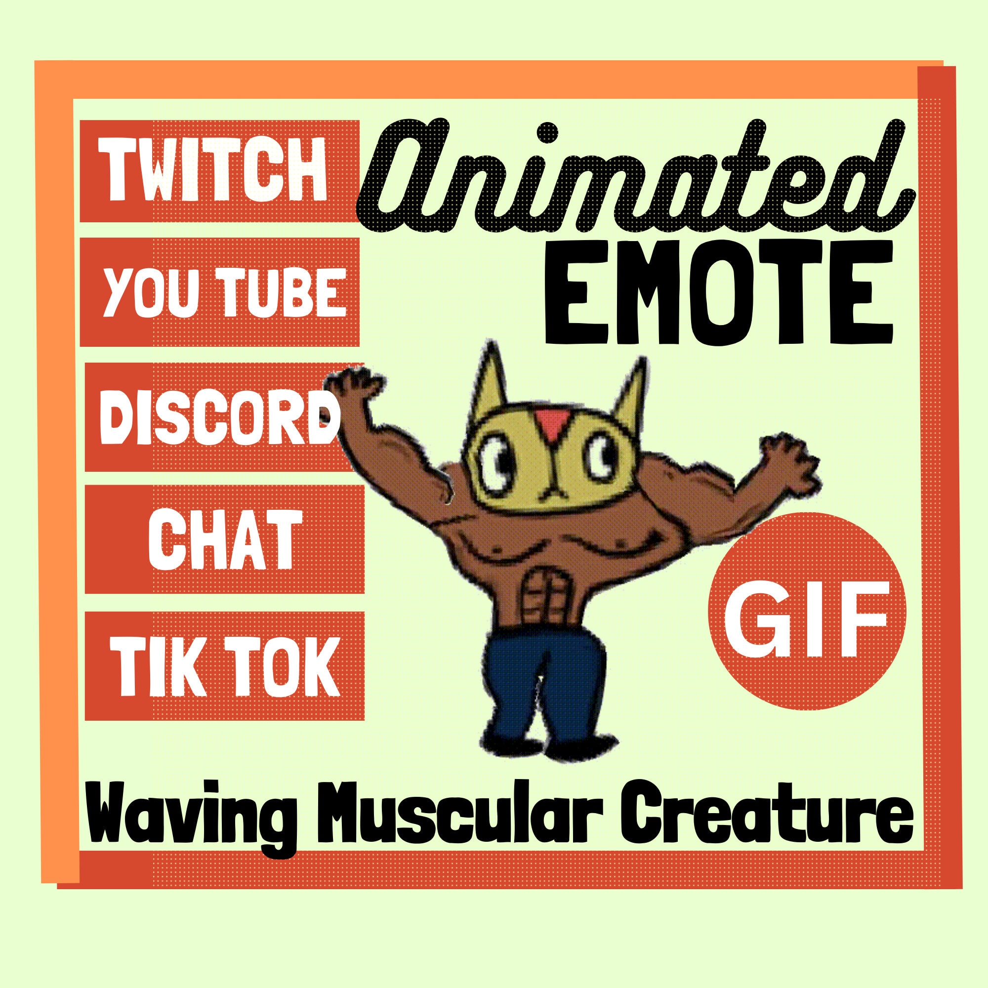 Animated Emote, Waving Creature, Funny Cute Emote, Muscular – Twitch ...