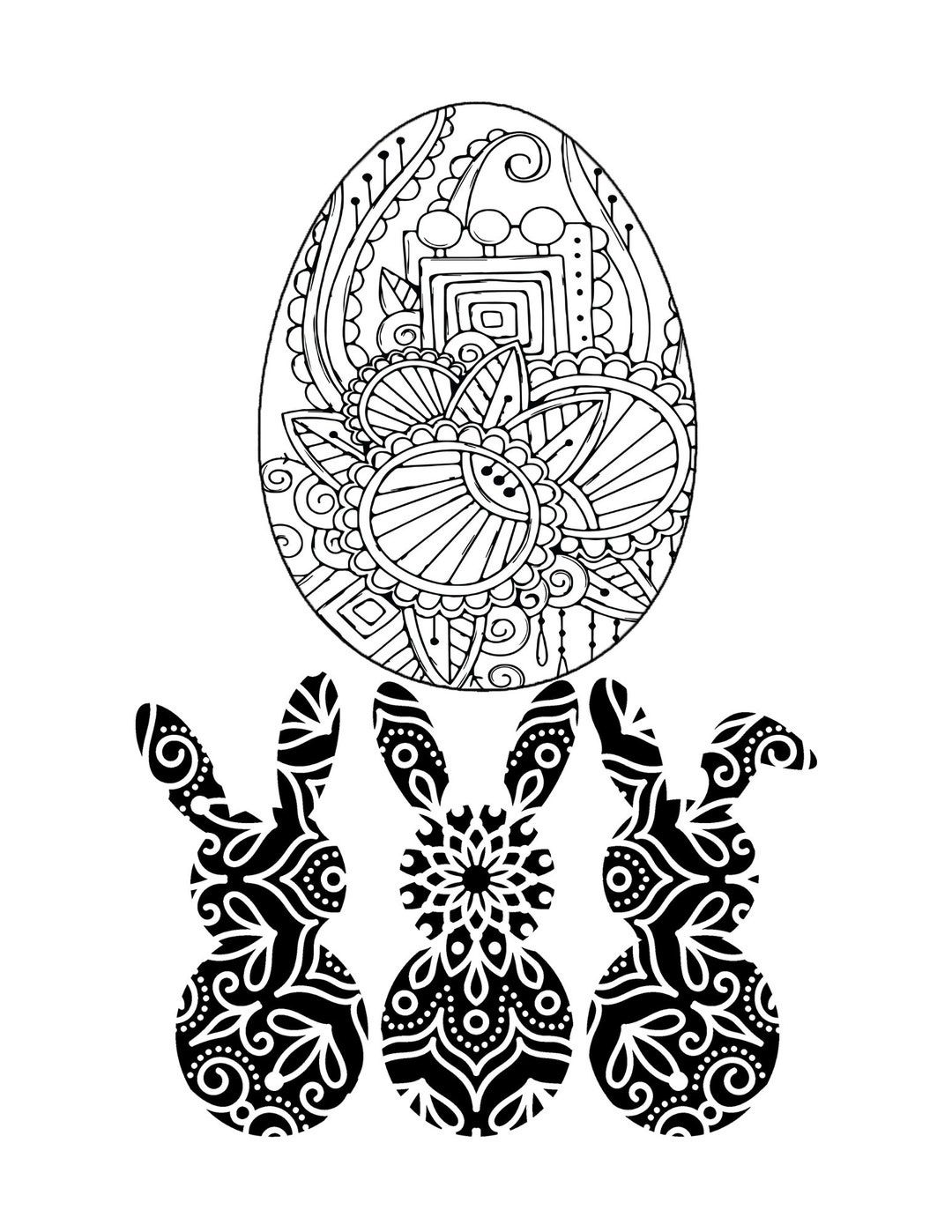 58 Printable Rabbit and Egg Mandala Coloring Pages for Easter, Kid and ...