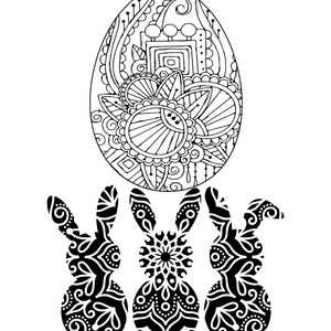 58 Printable Rabbit and Egg Mandala Coloring Pages for Easter, Kid and ...