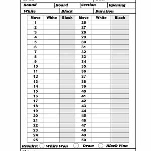Chess Score Sheet Record and Track Your and Your Opponent Moves in a ...
