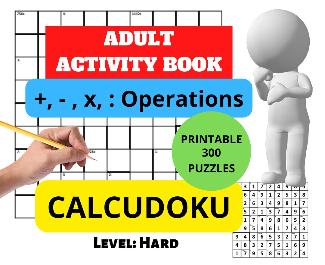 300 Printable Calcudoku Puzzles Adult Activity Book Level Hard Solve ...