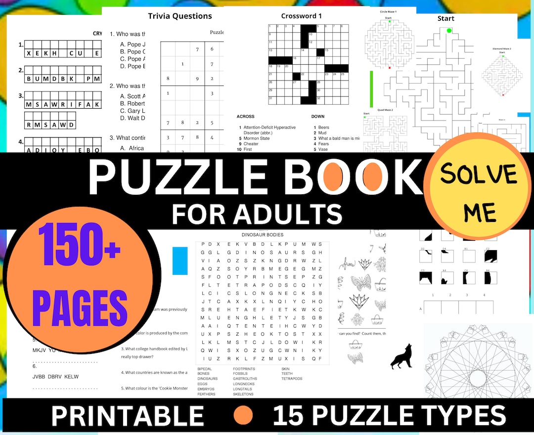 150 Puzzles - HUGE ACTIVITY BOOK - Instant Download Digital Print Pdf ...