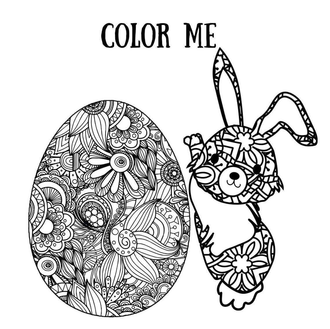 58 Printable Rabbit and Egg Mandala Coloring Pages for Easter, Kid and ...
