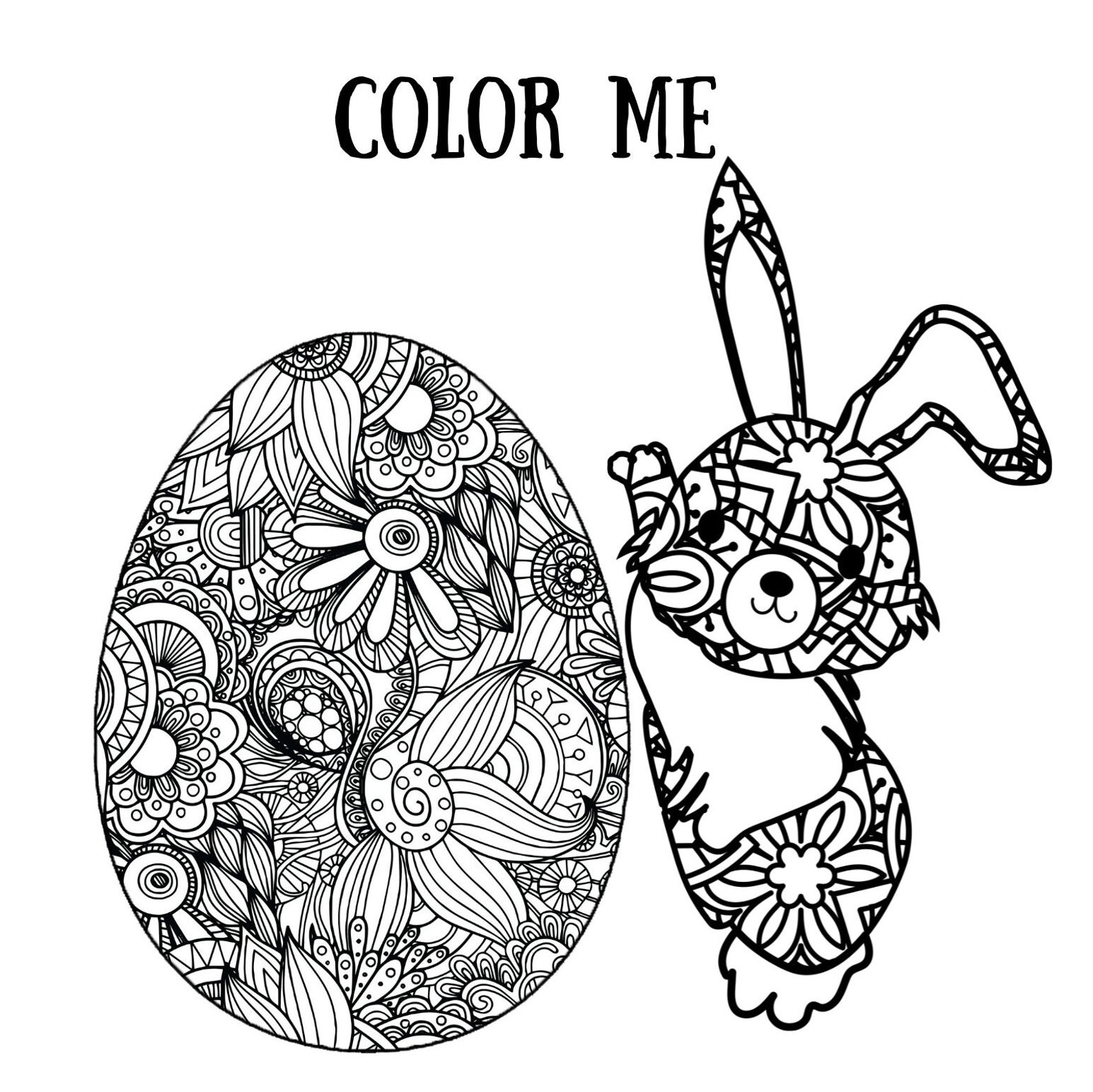 58 Printable Rabbit and Egg Mandala Coloring Pages for Easter, Kid and ...