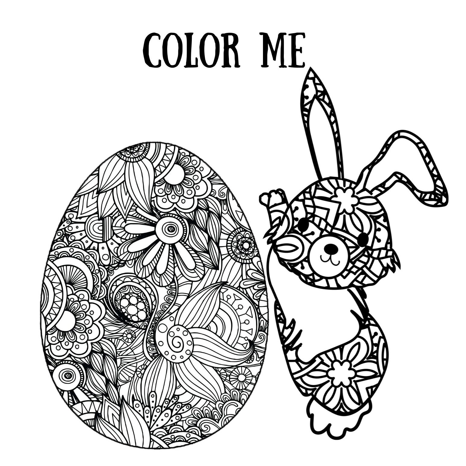 58 Printable Rabbit and Egg Mandala Coloring Pages for Easter, Kid and ...