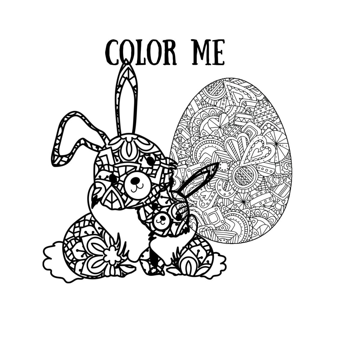 58 Printable Rabbit and Egg Mandala Coloring Pages for Easter, Kid and ...