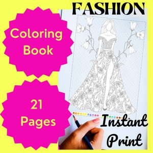 21 Printable FASHION Coloring Pages - Adult Teenager Coloring Book ...