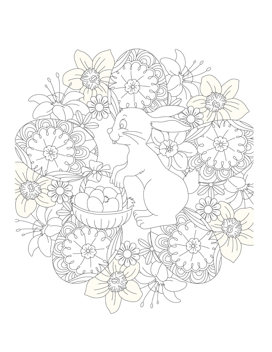 58 Printable Rabbit and Egg Mandala Coloring Pages for Easter, Kid and ...