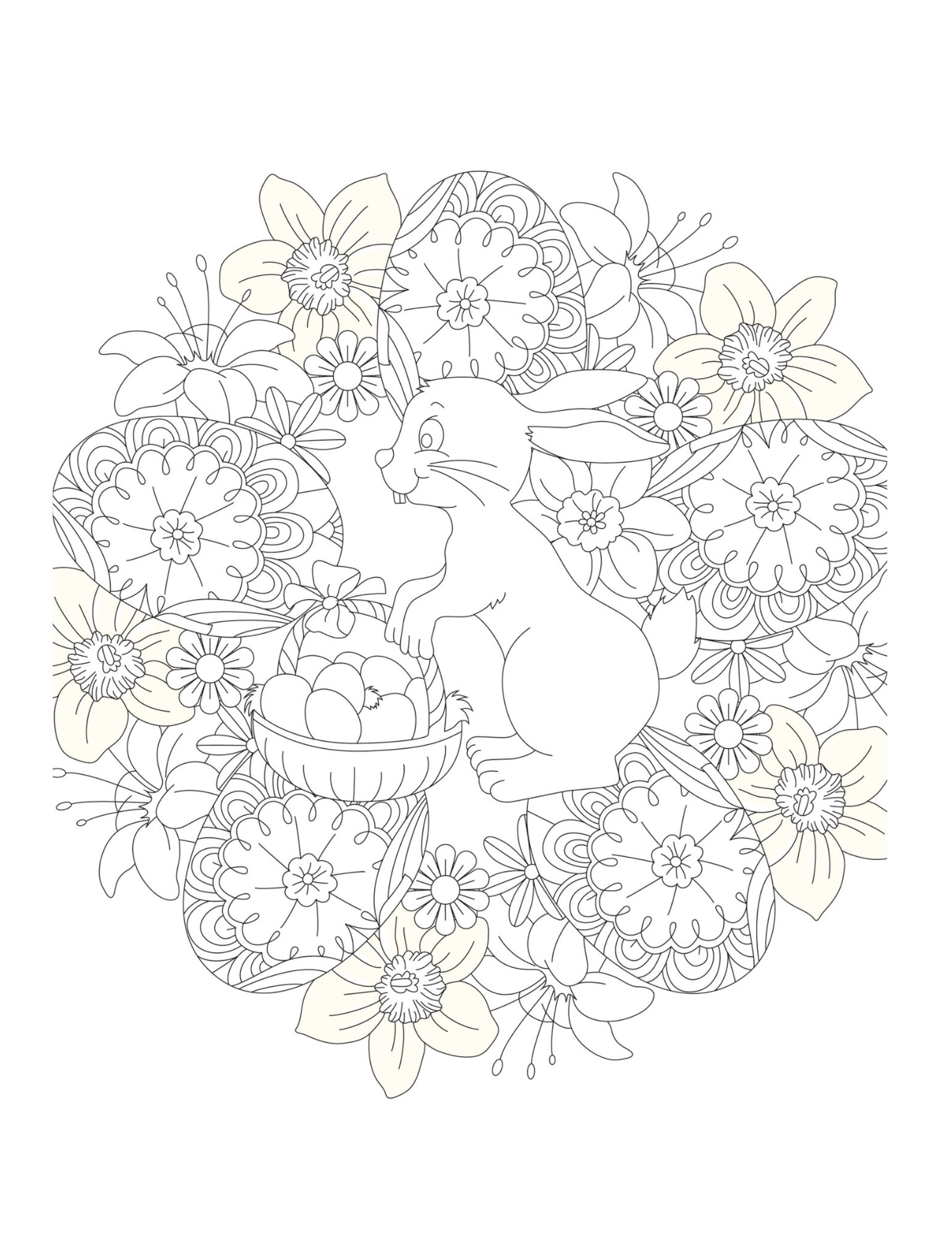 58 Printable Rabbit and Egg Mandala Coloring Pages for Easter, Kid and ...