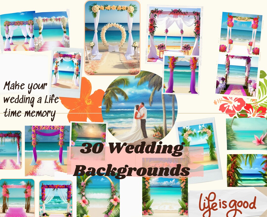 30 Wedding Backgrounds - Digital Backdrops - Destination Wedding ...