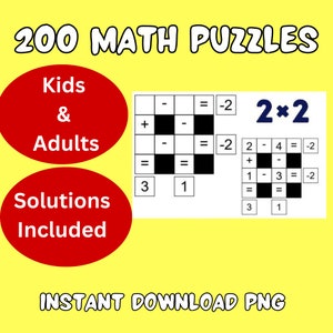 200 X Math Puzzles Matrix Equations Grid Classic Brain Teaser Logic ...