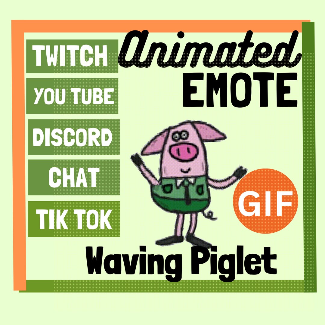 Animated Emote, Waving Piglet , Funny Cute Emote, Pig Twitch, You Tube ...
