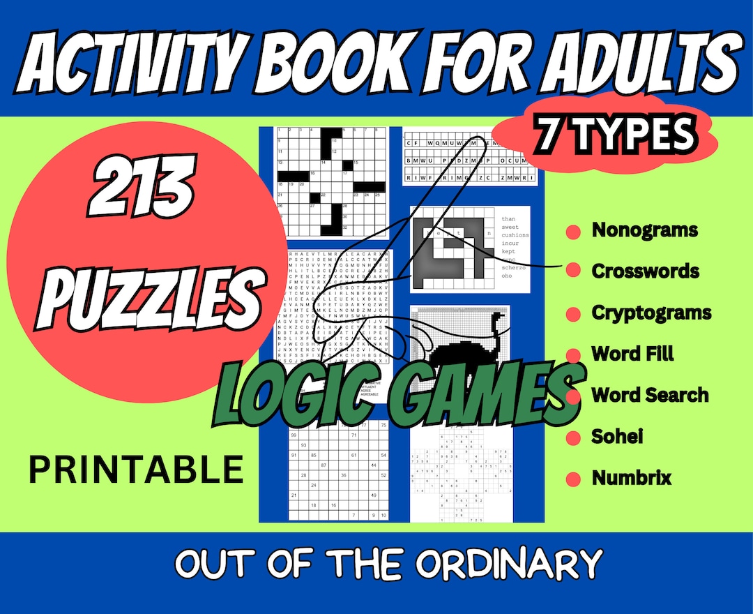 Activity Book for Adults - 213 Logic Games - 7 Different Types of ...