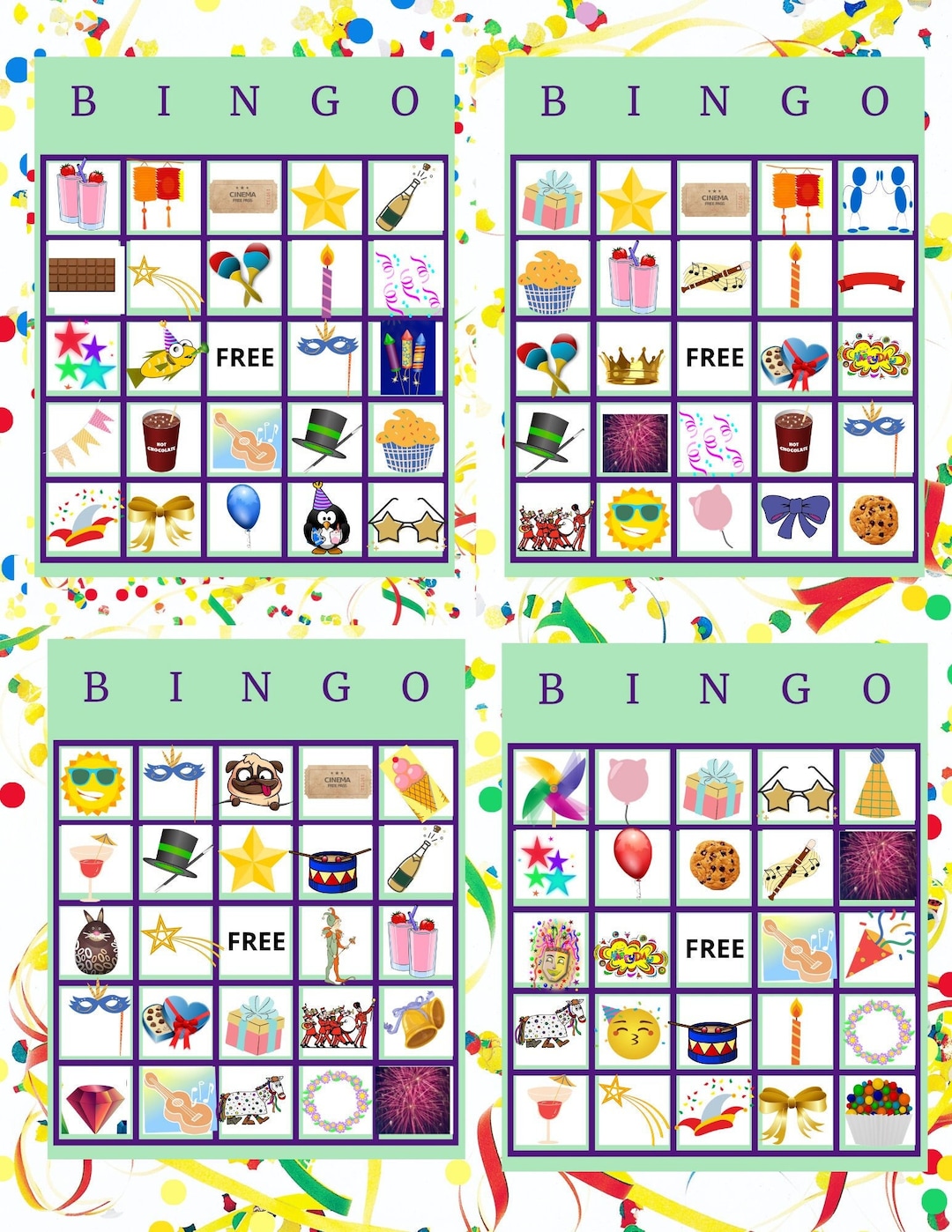 Mega Bingo Bundle – 50 Printable Picture Games - Fun Party Pack ...