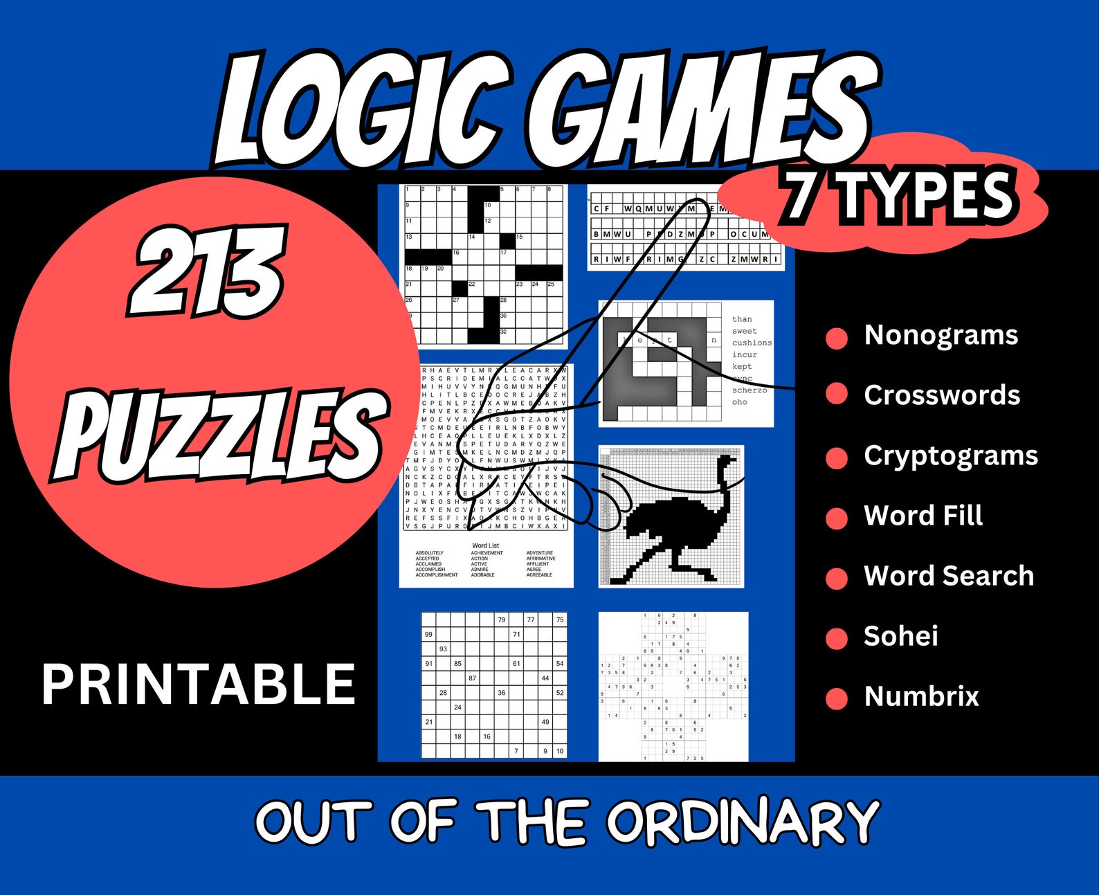 Activity Book for Adults - 213 Logic Games - 7 Different Types of ...