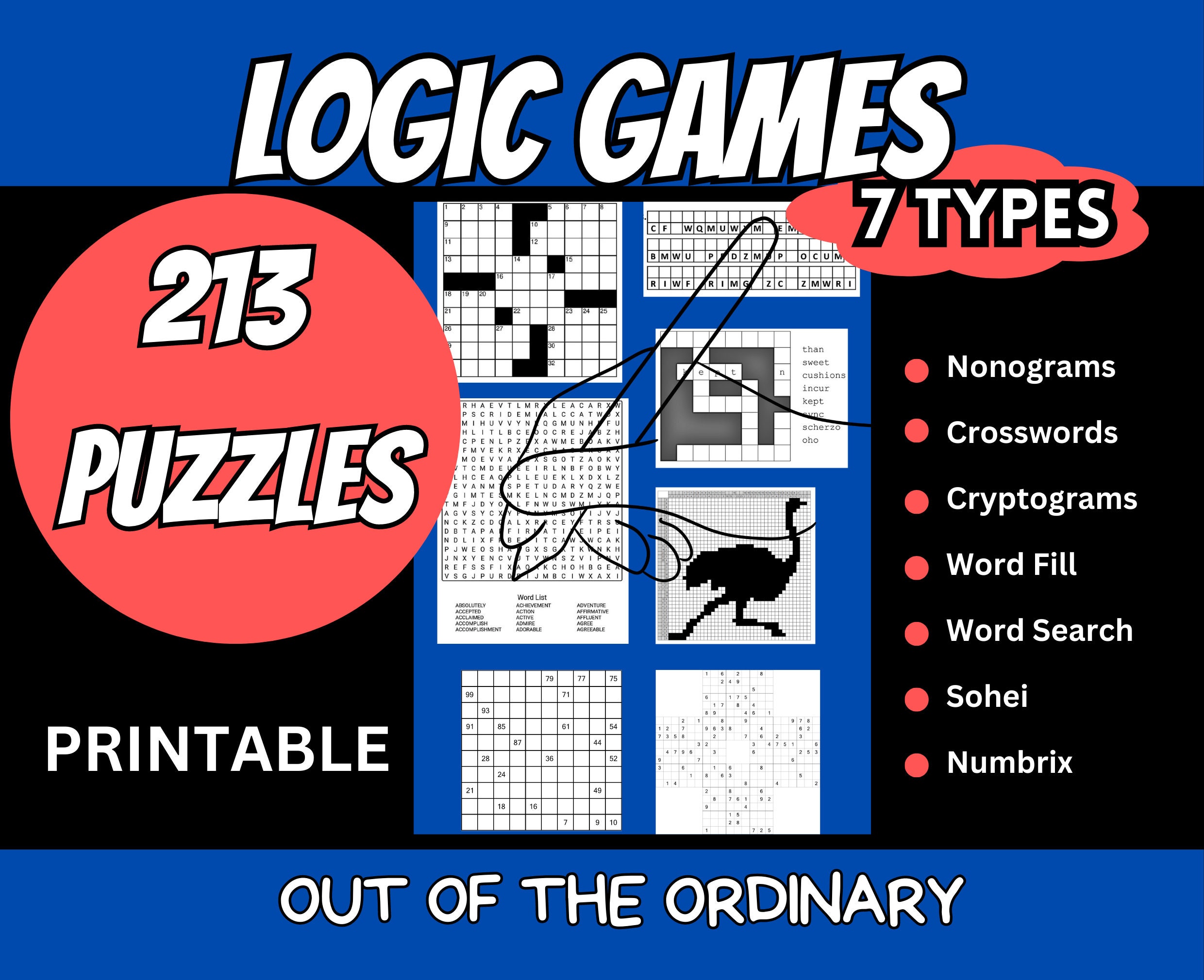 Activity Book for Adults - 213 Logic Games - 7 Different Types of ...
