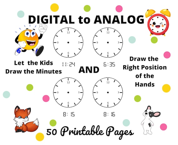 50 Printable Pages Time Activity Digital to Analog - Etsy