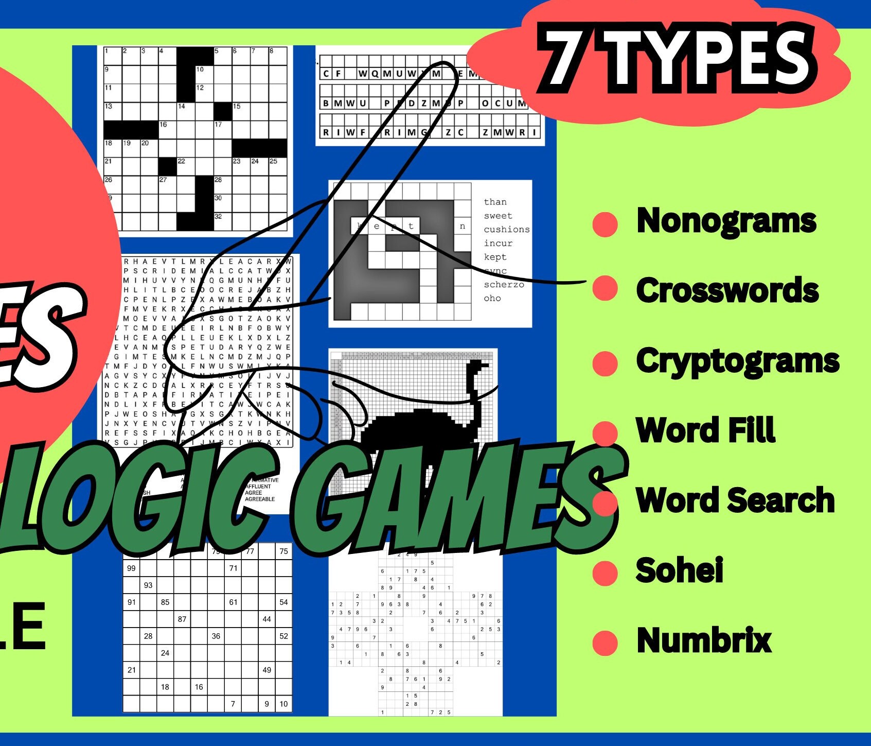 Activity Book for Adults - 213 Logic Games - 7 Different Types of ...