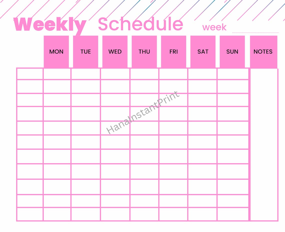 Printable Weekly Schedule Undated Weekly Planner Instant - Etsy Canada