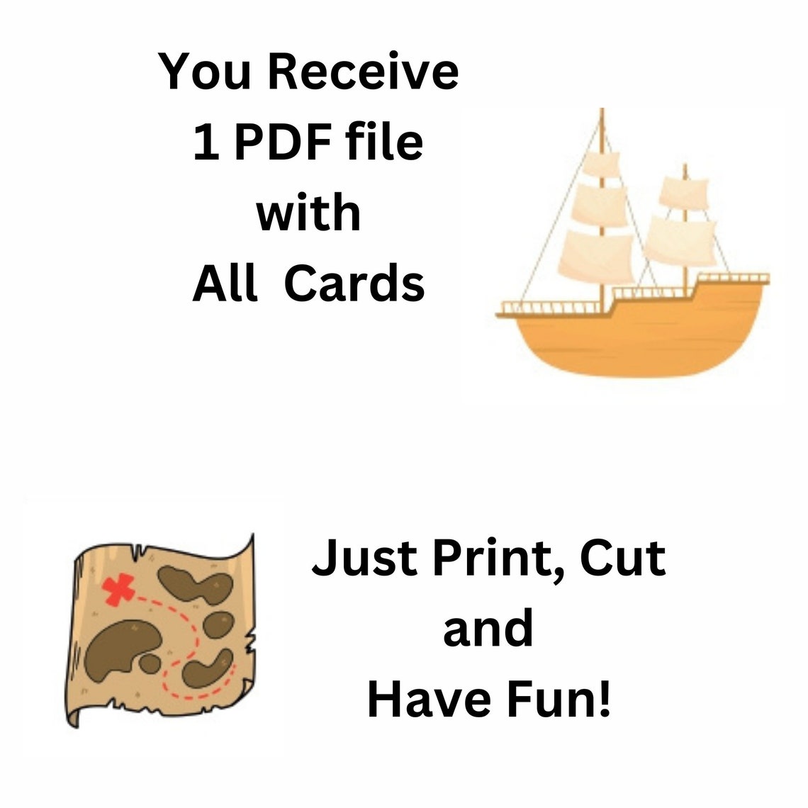 15 PIRATE Bingo Cards PIRATE Life Pictures Instead of Numbers Printable ...