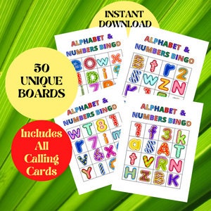 Printable BINGO Boards Alphabet and Numbers Bingo With Upper Case and ...