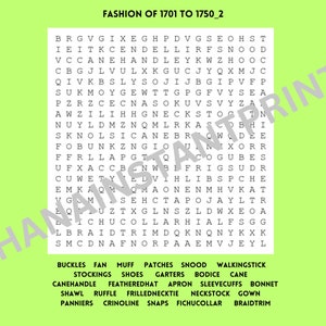 Word Search - Fashion Word Search - 50 Pages - From 1000 BC to Today - Etsy
