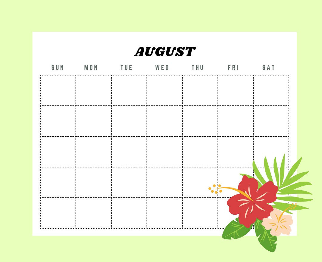 Printable MONTHLY Calendar With Undated Pages - 12 Month Calendar Blank ...
