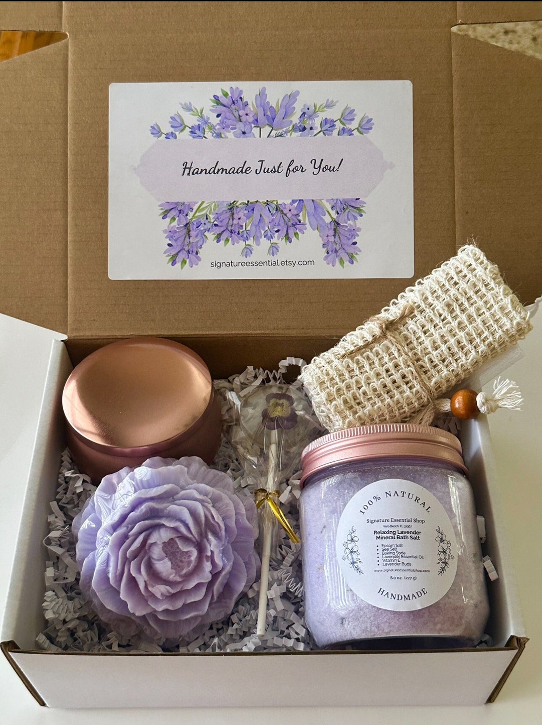 Lavender Spa Gift Set: Handmade Soap, Candle & Bath Salt - Etsy