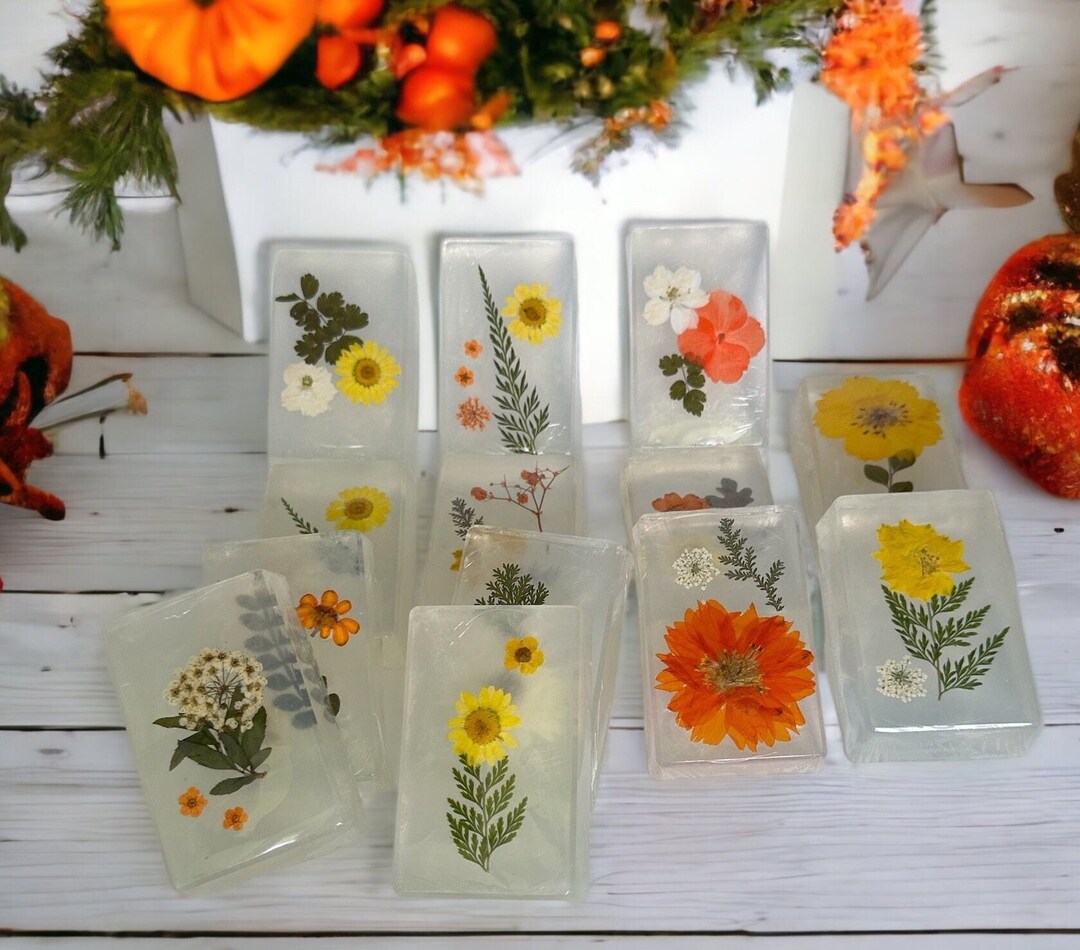 Pressed Flower Soap Bar: Handmade Floral Essential Oil Soap Fall Gift ...