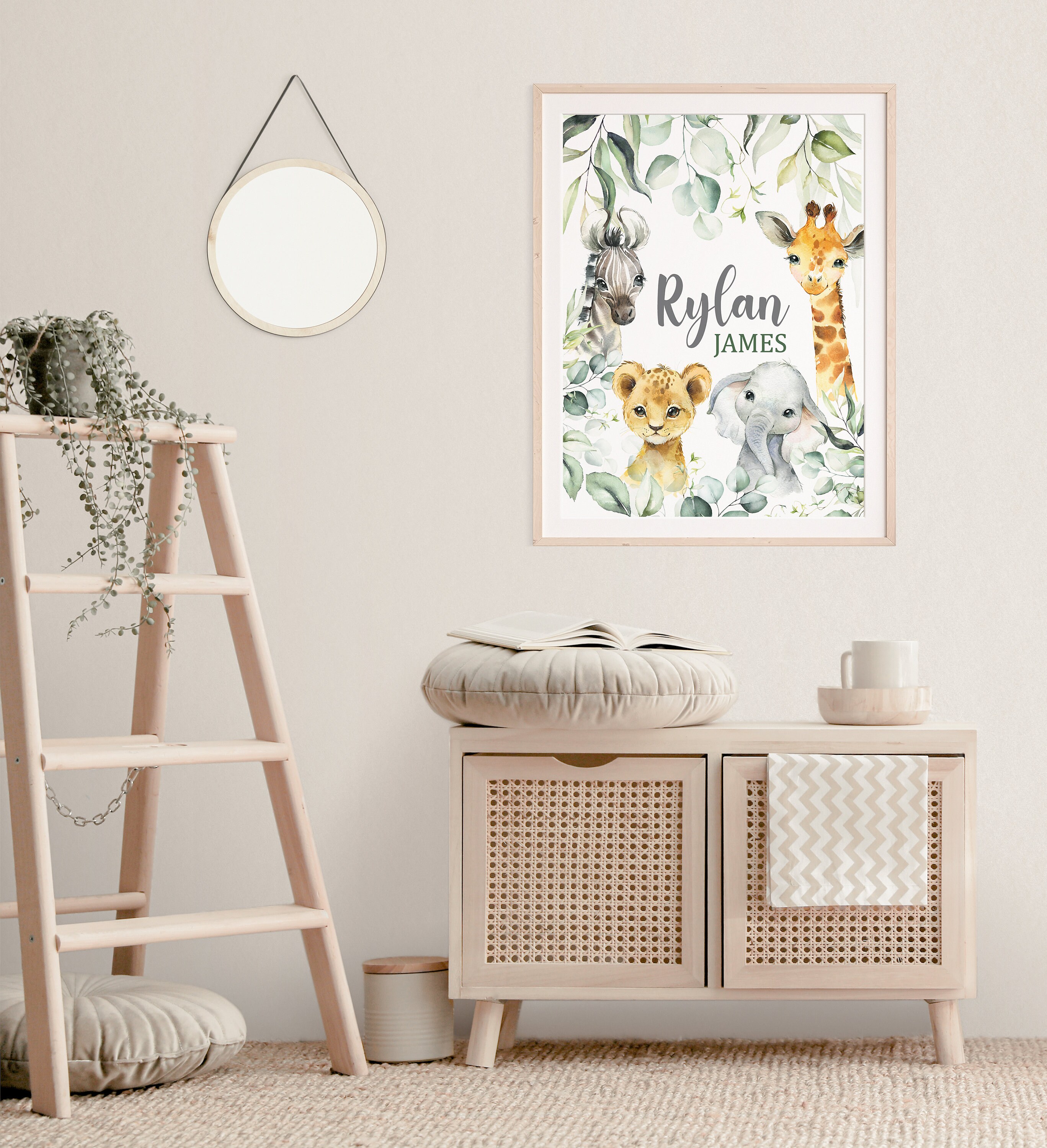 Safari Animals Nursery Name Wall Art Personalized Jungle - Etsy