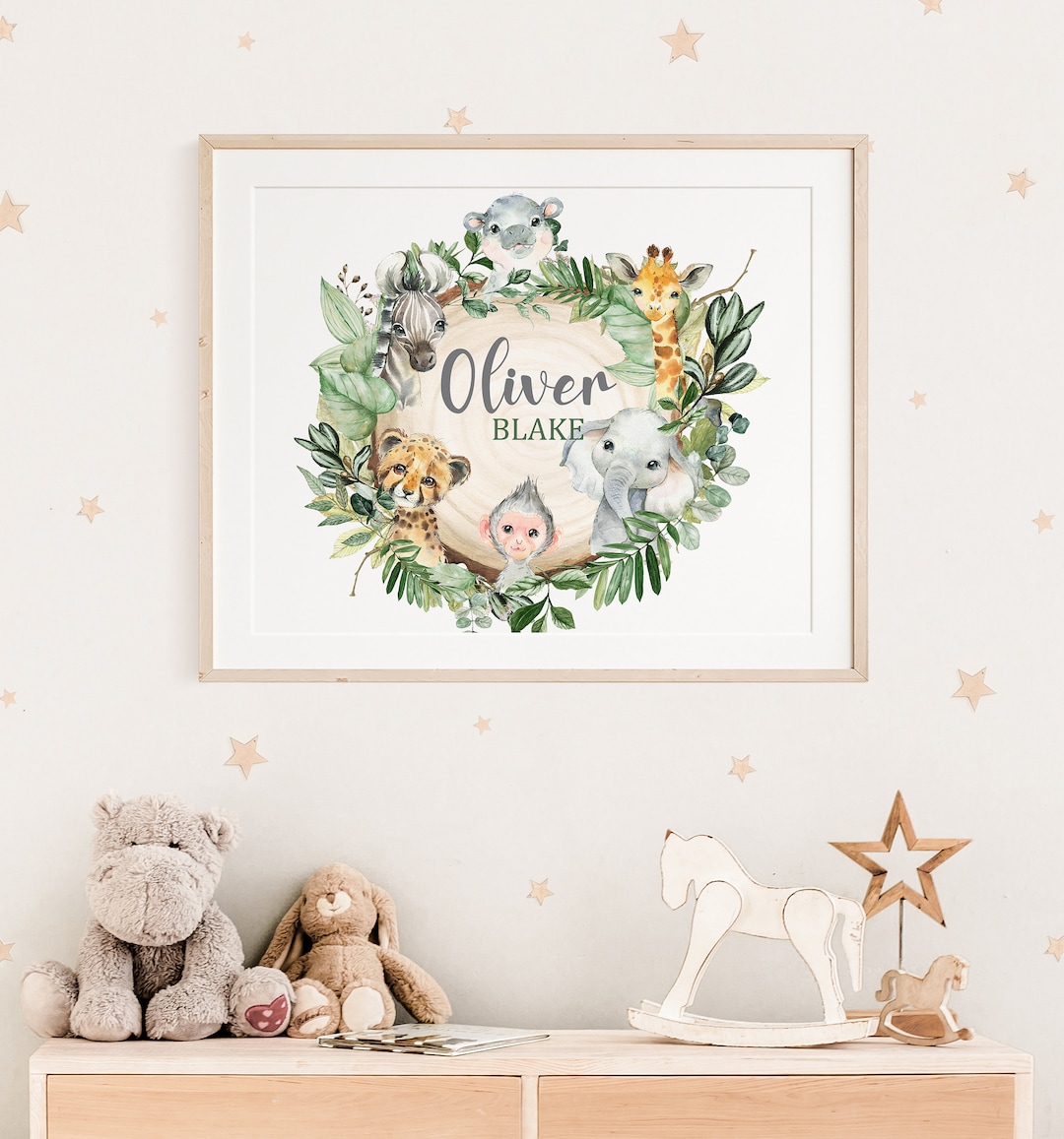 Safari Animals Nursery Name Wall Art, Personalized Custom Jungle ...