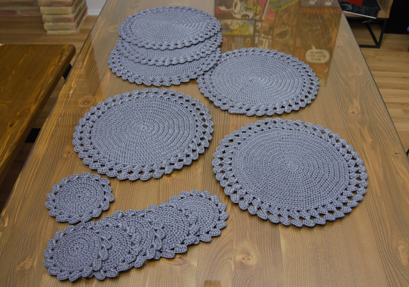 Supla, Crochet Home Decoration , Dinner Plate Mat Set, Kitchen ...
