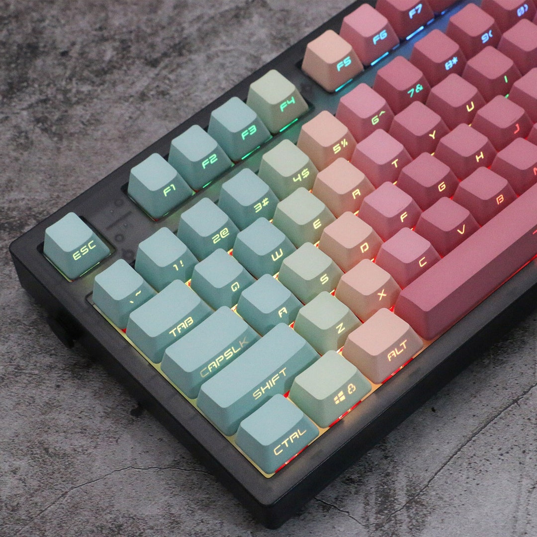 Rainbow Gradient Theme Keycaps Set, Top/side Print Keycaps, PBT Keycaps Set, OEM Profile Keycaps ...