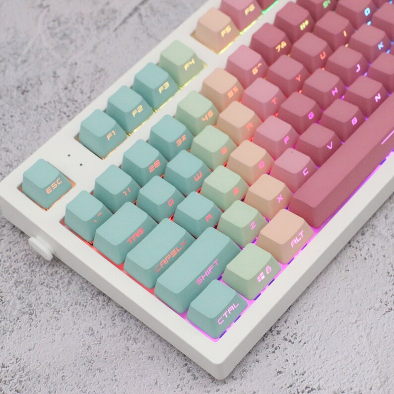 Rainbow Gradient Theme Keycaps Set Top/side Print Keycaps - Etsy