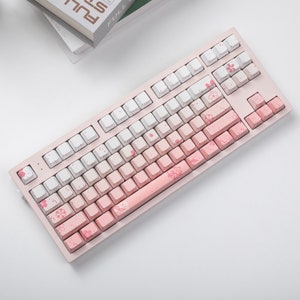 134PCS Pink Sakura Theme Keycap Set,top Side Print Keycap,backlit ...