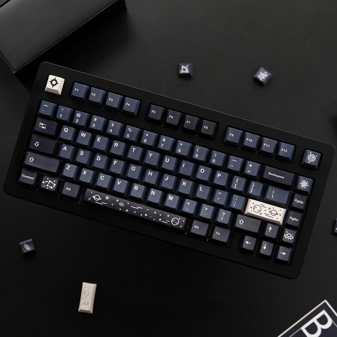 130PCS Galaxy Theme Keycap Set, Night Blue Keycap Set, Mechanical ...