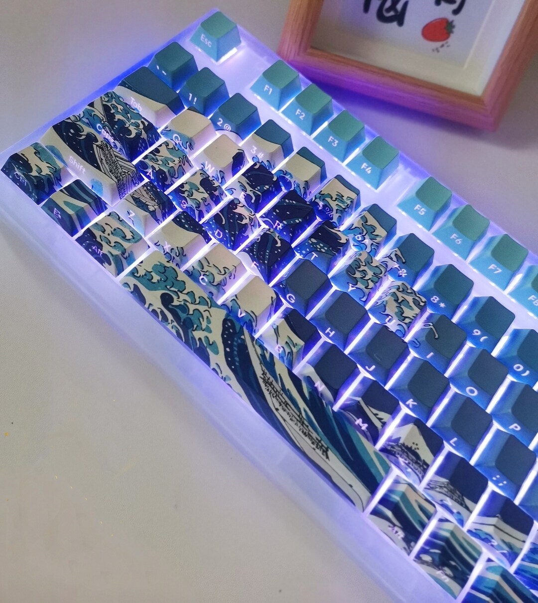 125keys Ukiyoe Theme Keycap Set,top Side Print Keycap,backlit Keycap ...