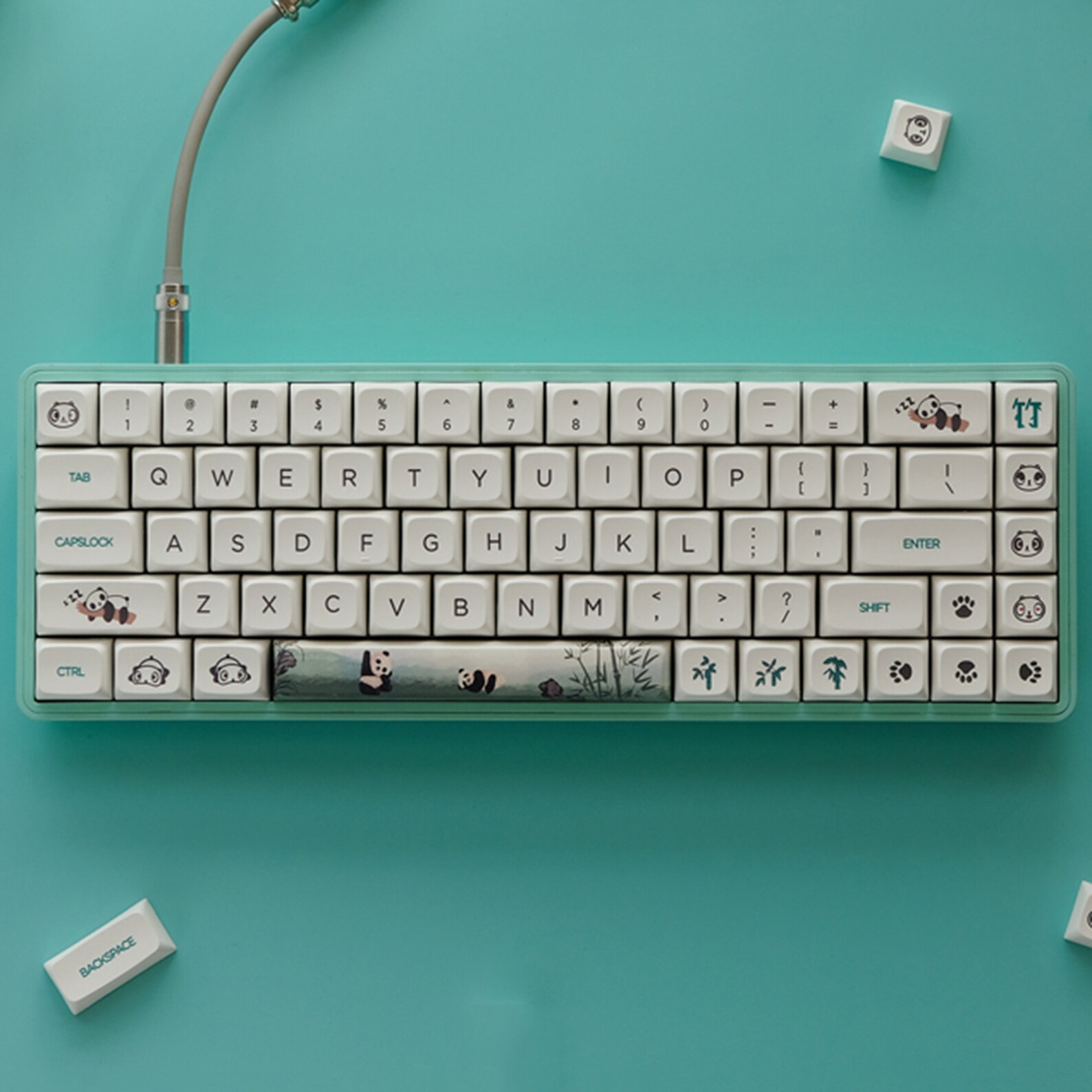 135PCS Panda Theme Keycaps Set Bamboo Keycap Set Mechanical - Etsy